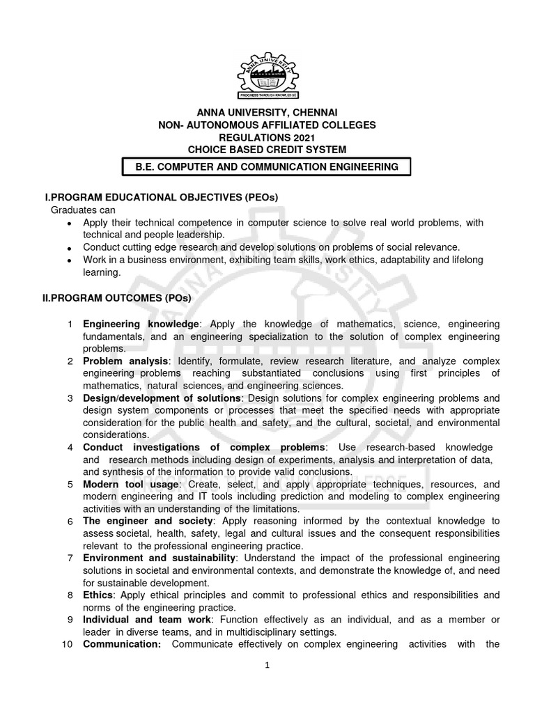 Anna University, Chennai Non-Autonomous Affiliated Colleges Regulations ...