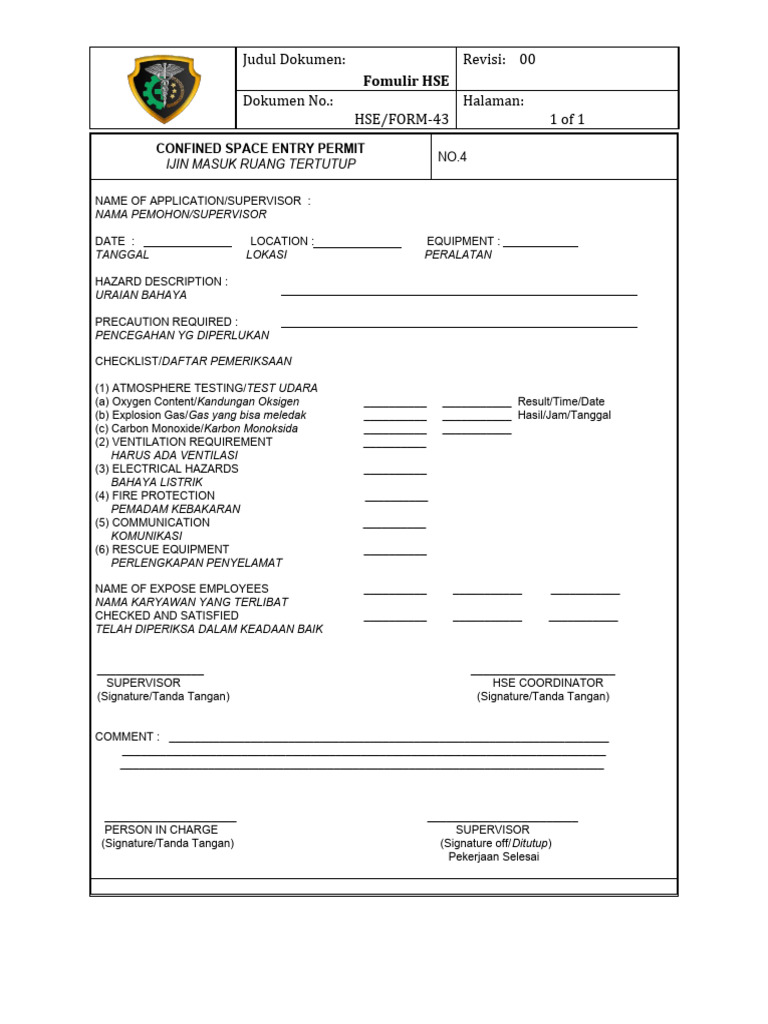 4.3. Contoh Ijin Masuk Ruang Tertutup | PDF