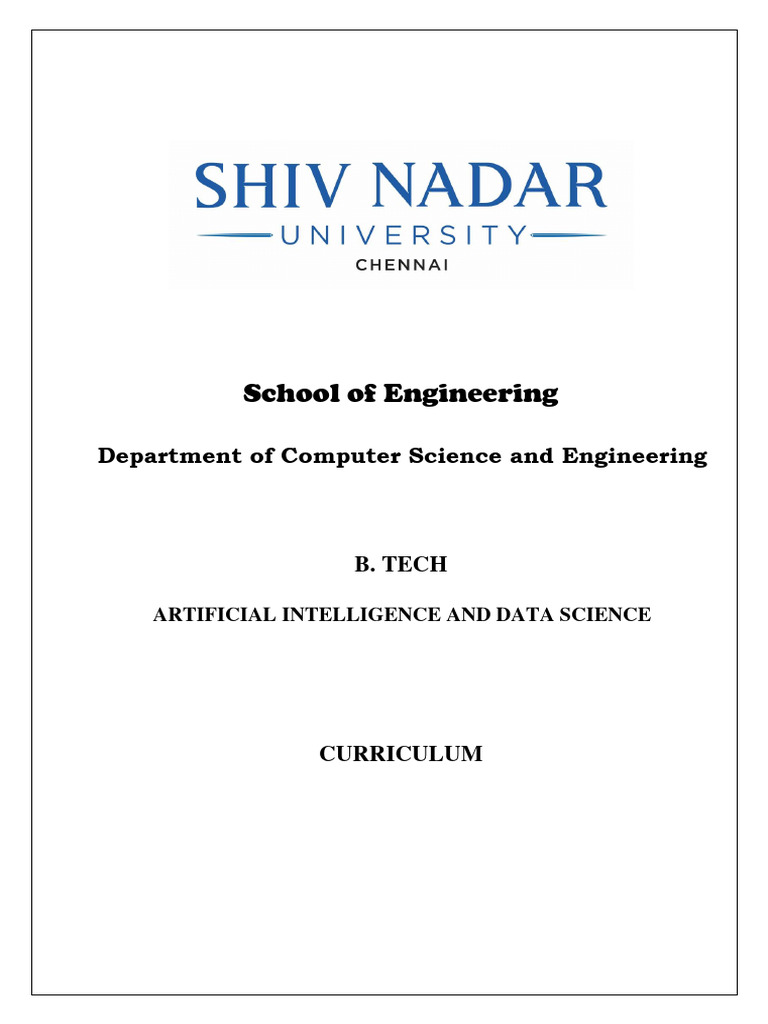 SNU Chennai B.Tech AI & Data Science Curriculum | PDF | Internet Of Things | Artificial Intelligence