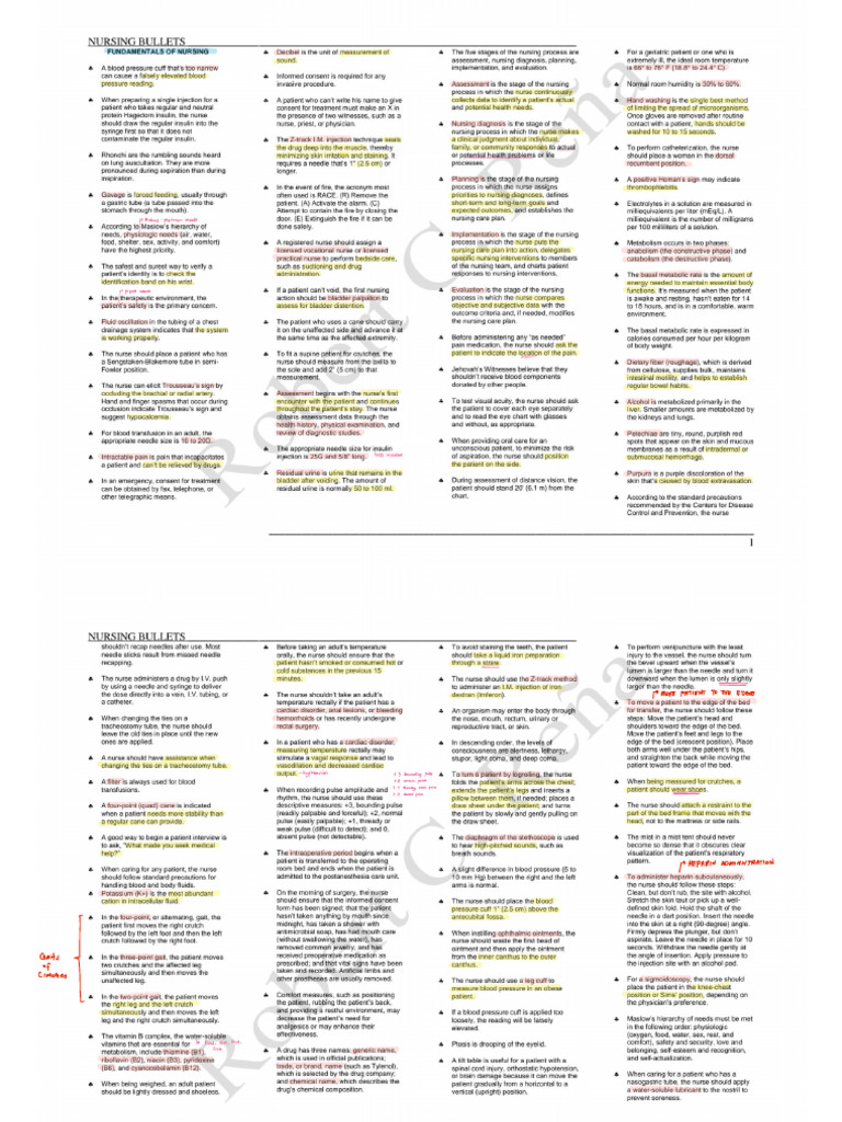 1.nle Nursing Review Bullets Nursing Notes Without Access | PDF