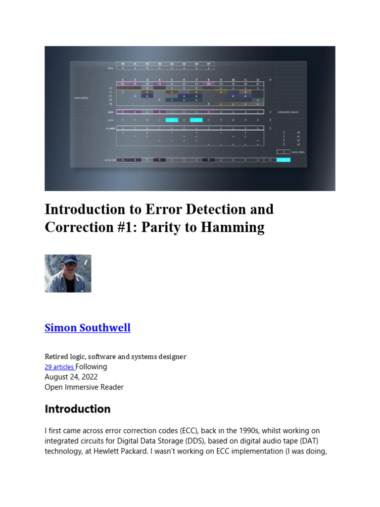 Error Detection: Parity & Hamming Codes | PDF