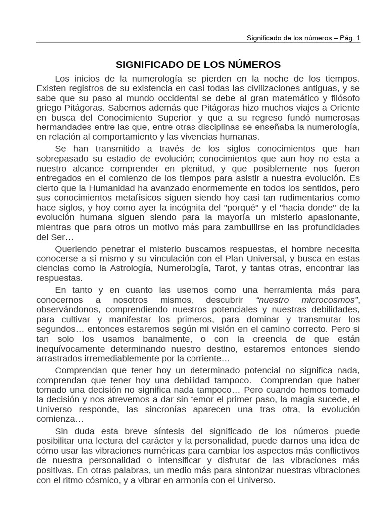 Significado de Los Numeros - Completo | PDF