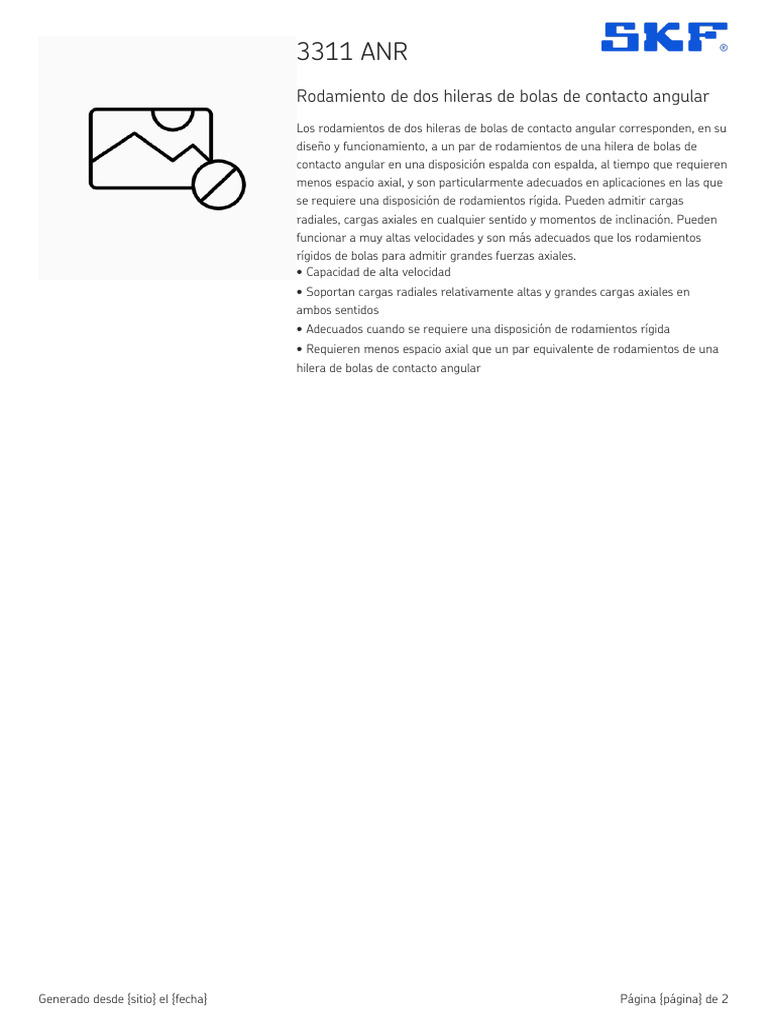 ITEM 5 - SKF 3311 ANR Specification | PDF
