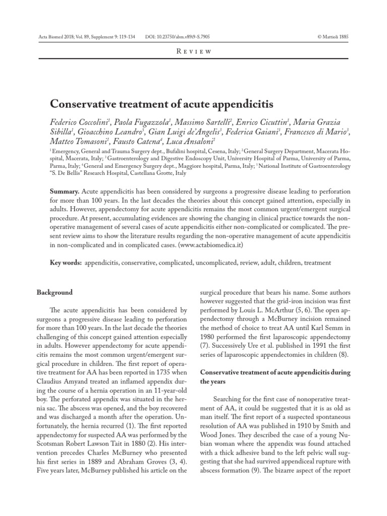 Conservative Treatment of Acute Appendicitis | PDF