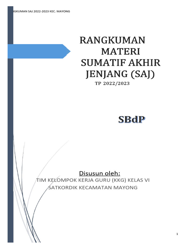 RANGKUMAN MATERI SAJ SBDP 2022 - 2023 | PDF