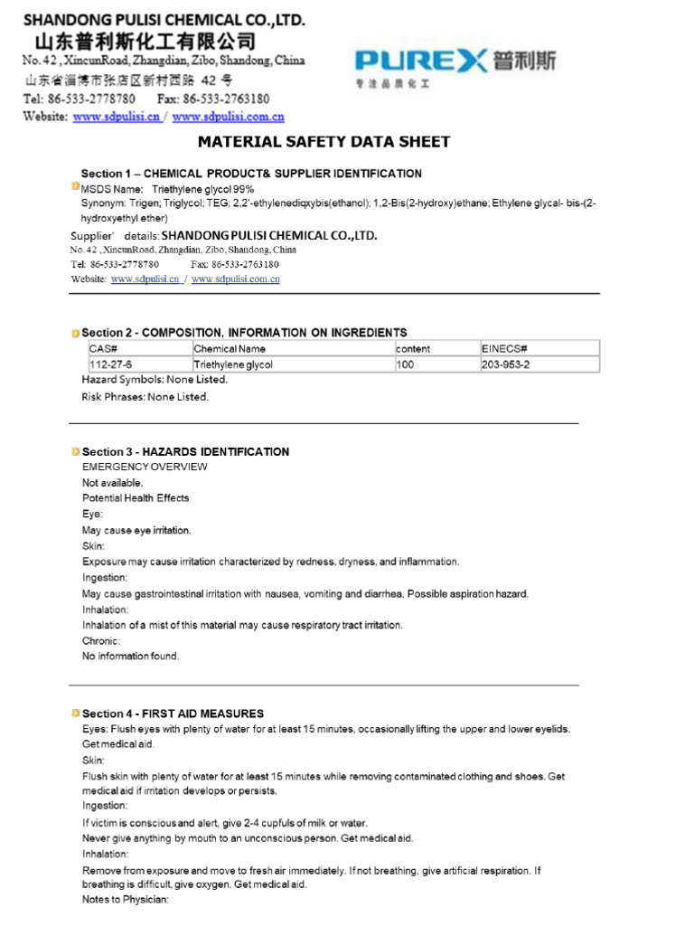 Teg Msds Purex | PDF