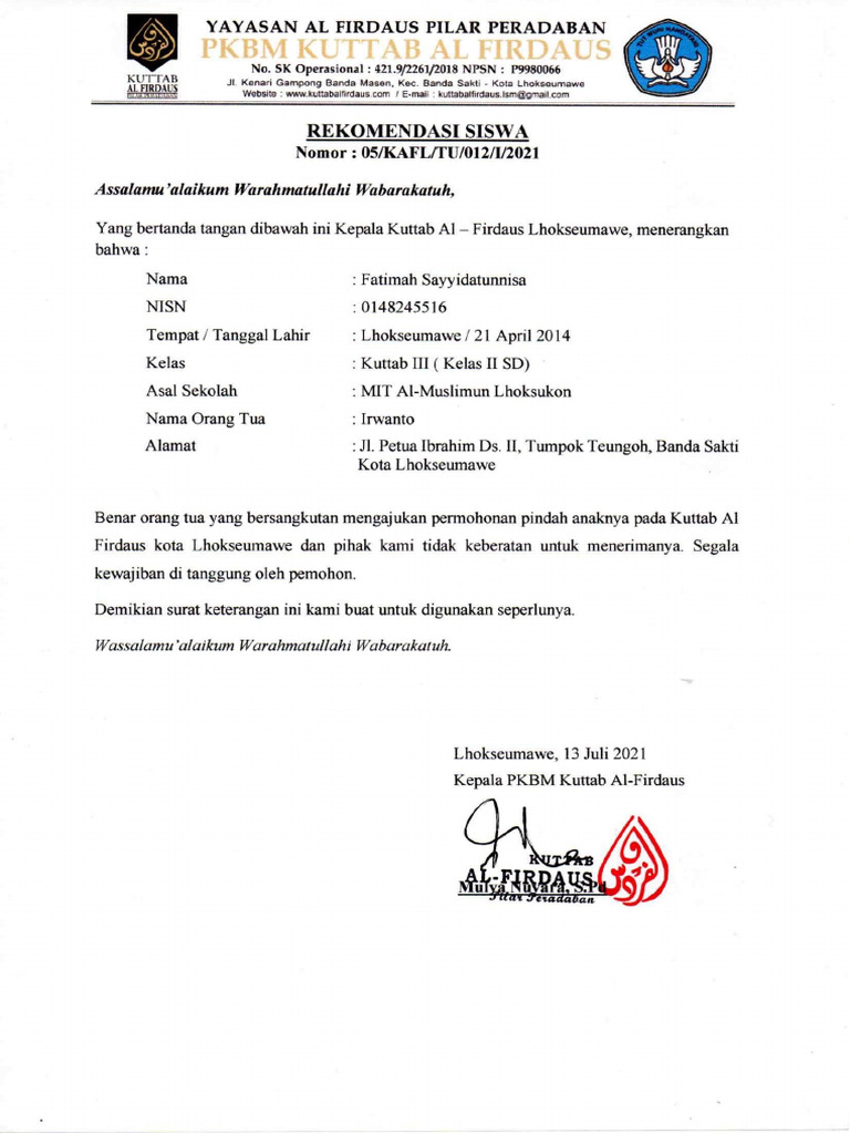 surat rekom | PDF