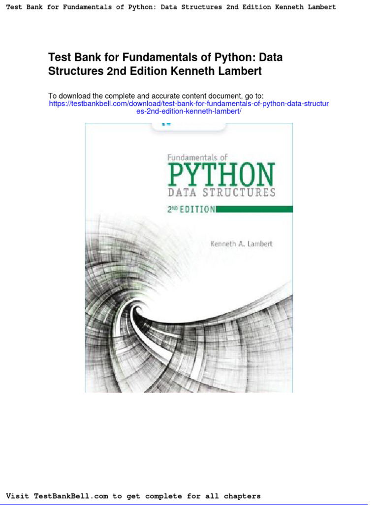 Test Bank For Fundamentals of Python Data Structures 2nd Edition ...