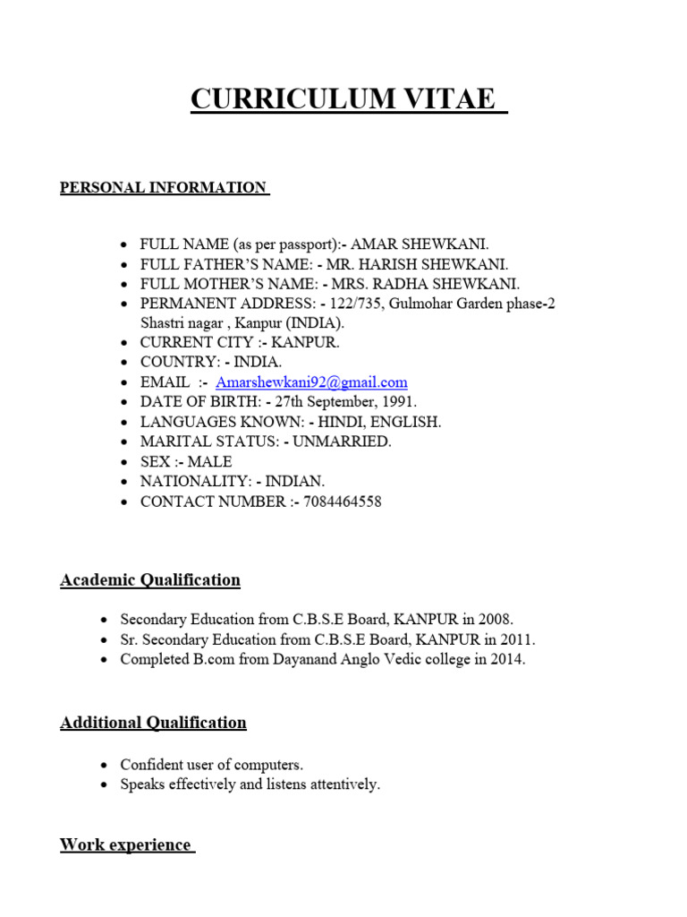 Amar Shewkani's CV Overview | PDF