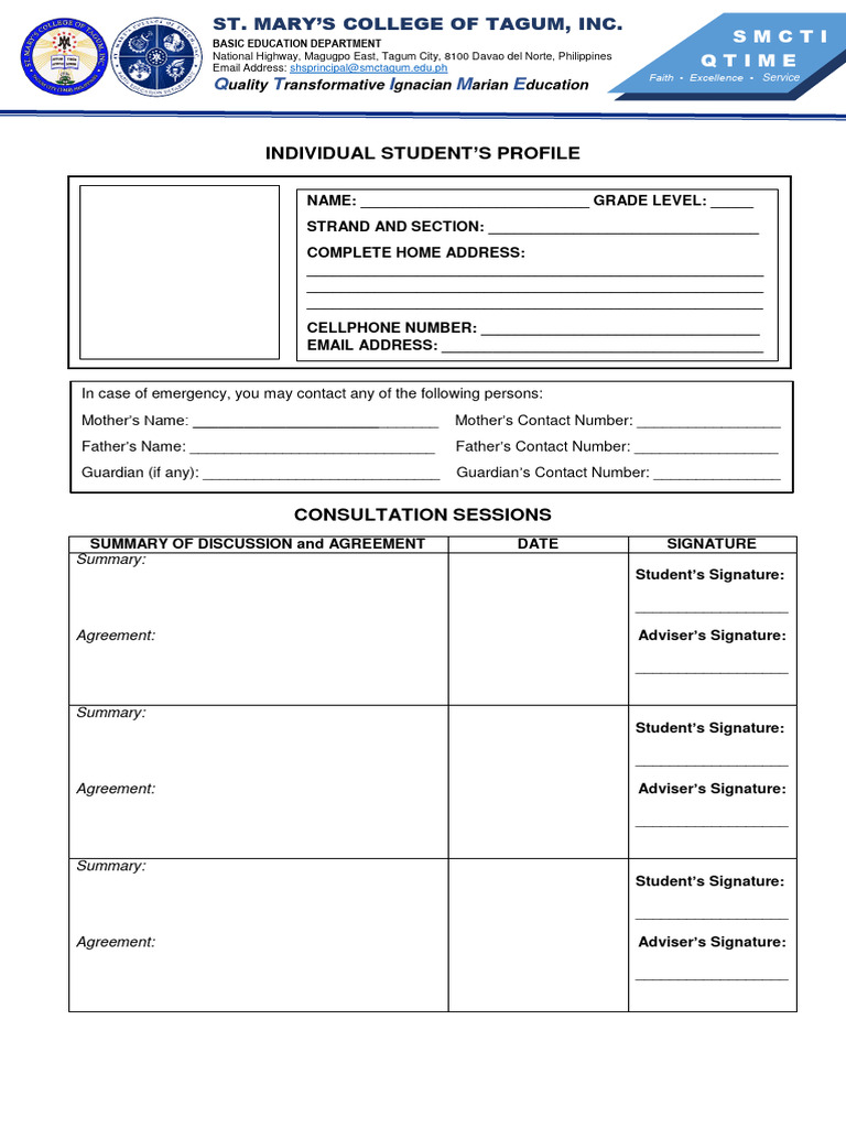 Student Profiling Format | PDF
