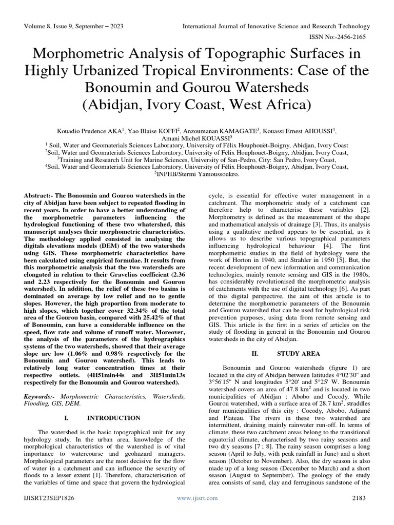 Morphometric Analysis of Topographic Surfaces in Highly Urbanized ...