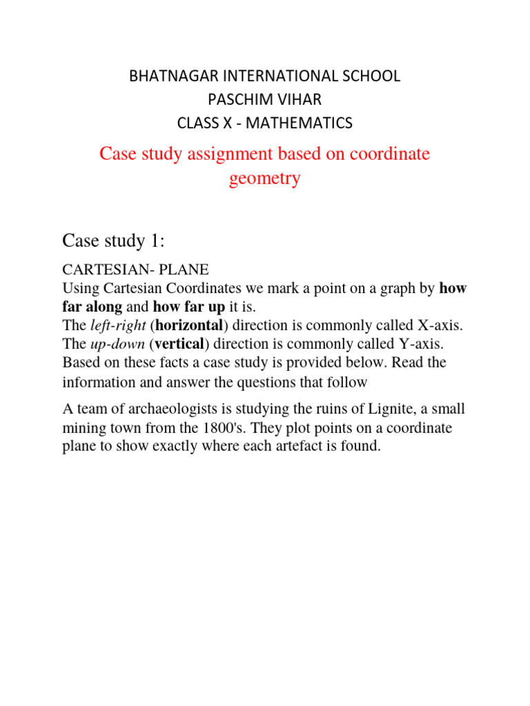 Class 10 Coordinate Geometry Case Study | PDF | Teaching Methods ...