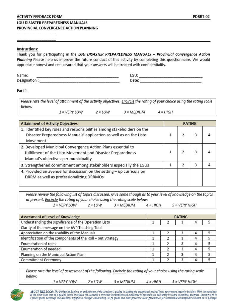 PDRRT - Post Activity Evaluation | PDF