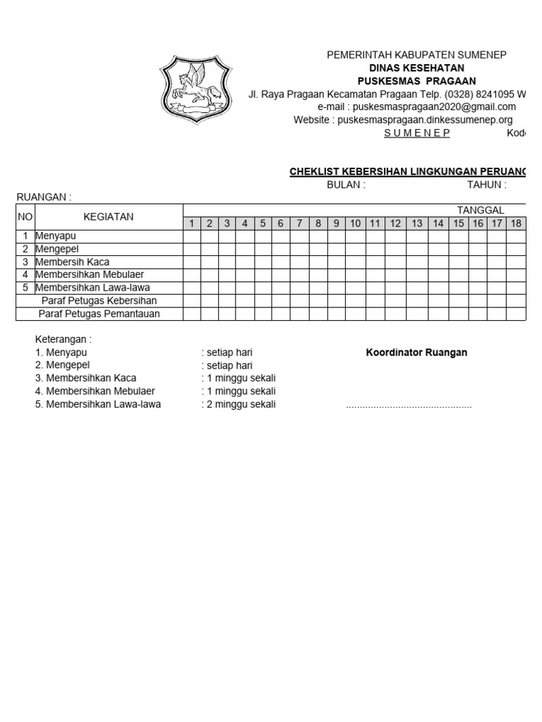 Ceklis Kebersihan | PDF