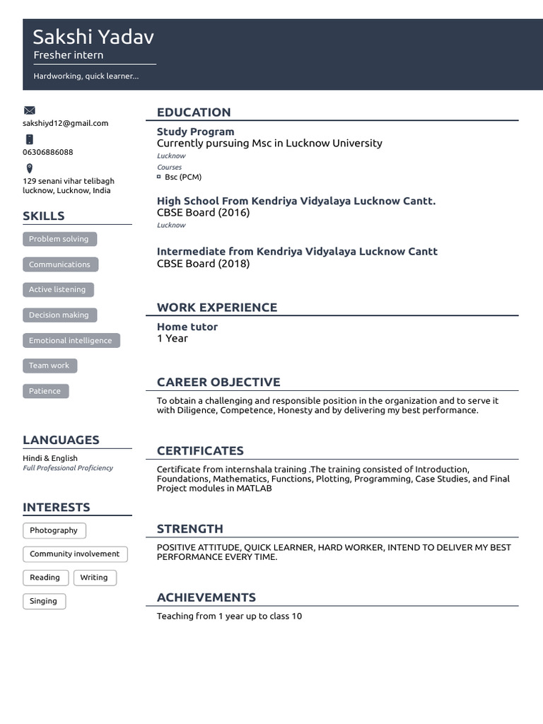 Sakshi's Resume | PDF