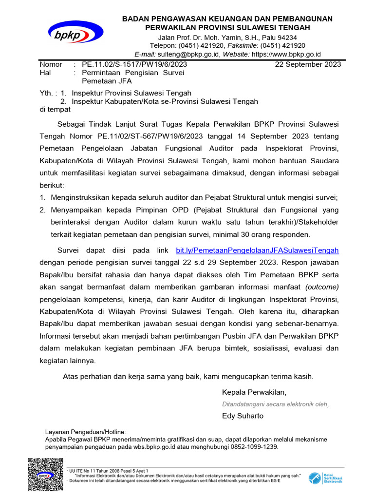 Surat Permintaan Pengisian Survei - Signed | PDF | Pengelolaan Keuangan ... Surat Permintaan Pengisian Survei - Signed | PDF | Pengelolaan Keuangan ...