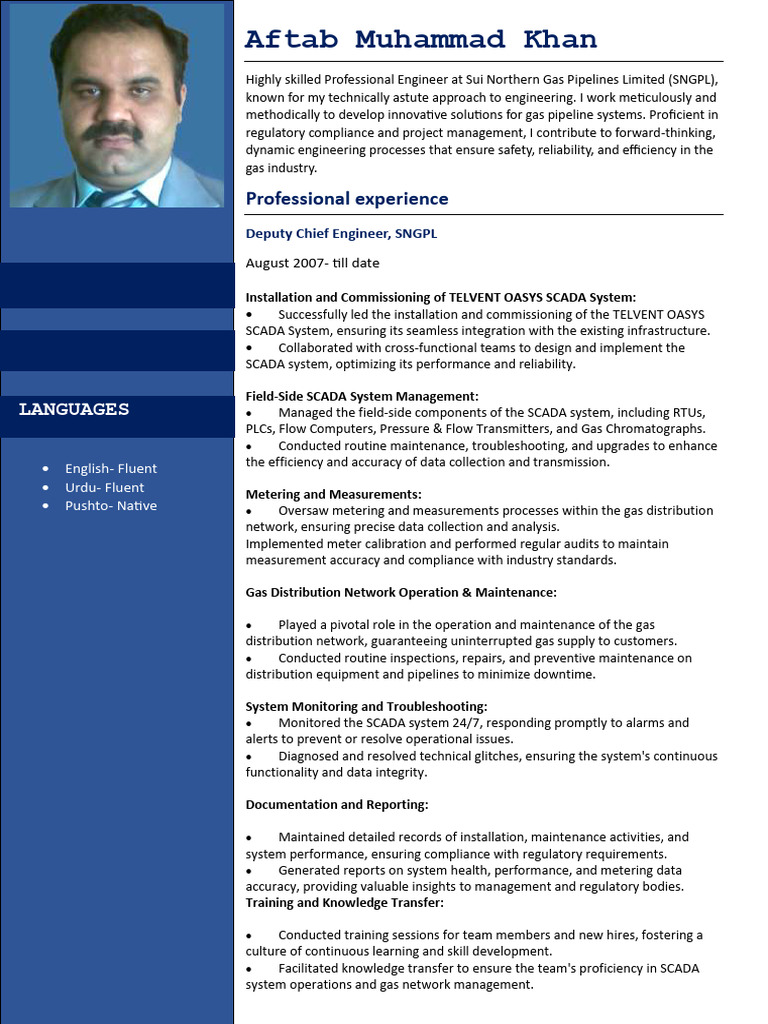 Aftab CV Short | PDF | Scada | Electrical Engineering