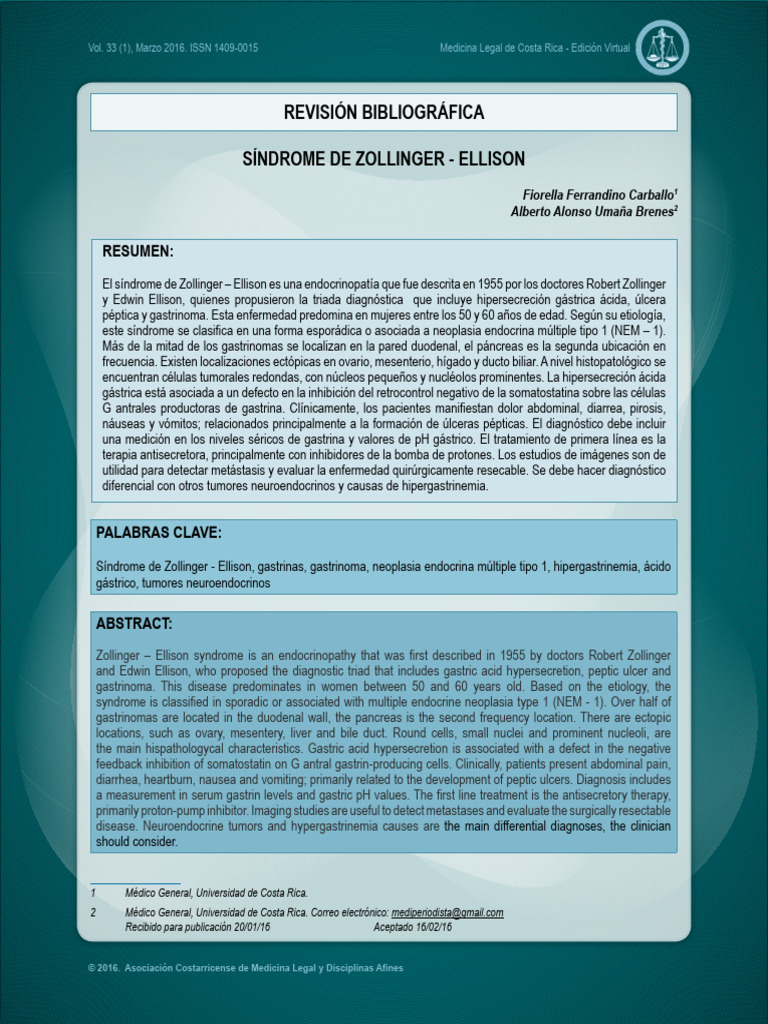 Síndrome Zollinger-Ellison: Diagnóstico y Tratamiento | PDF | Diarrea ...