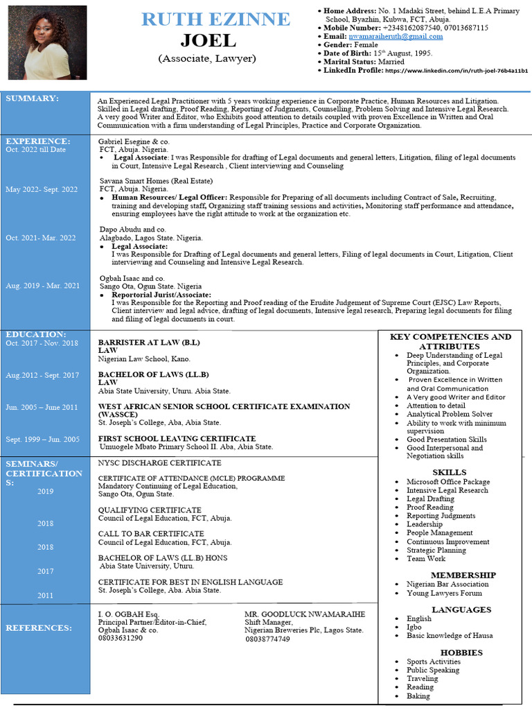 Ruth Ezinne Joel CV | PDF