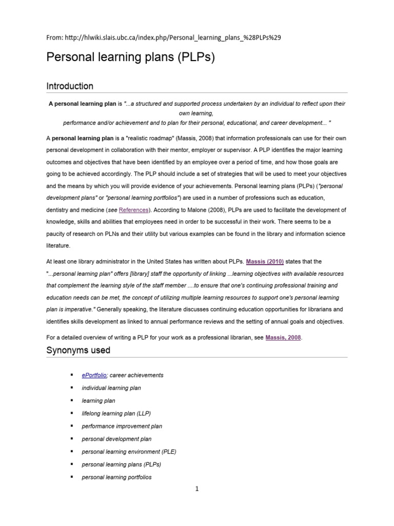 Personal Learning Plan | PDF