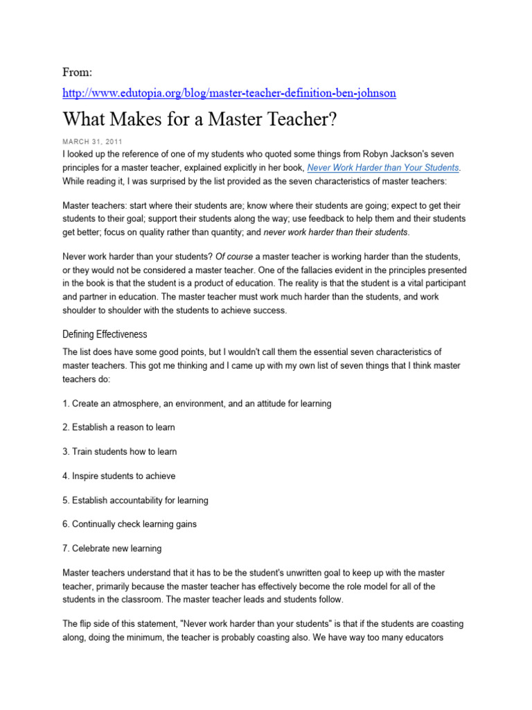 Master Teachers | PDF