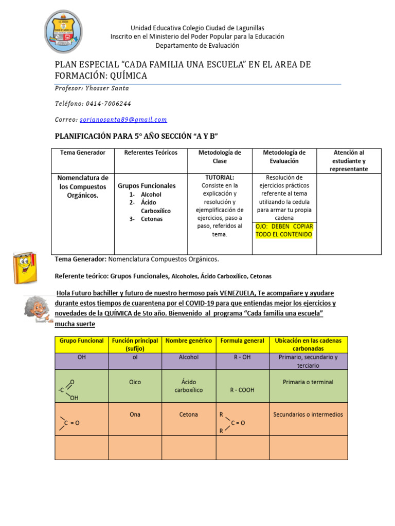 Planificación - Química - 5to - 1 - Año | PDF