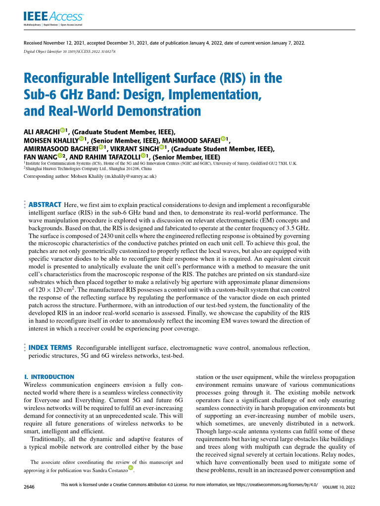 Reconfigurable Intelligent Surface RIS in The Sub-6 GHZ Band Design ...