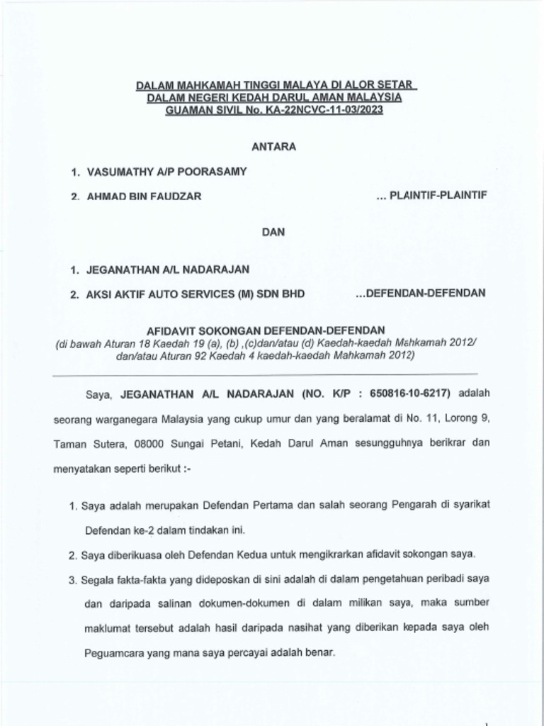 Afidavit Sokongan | PDF
