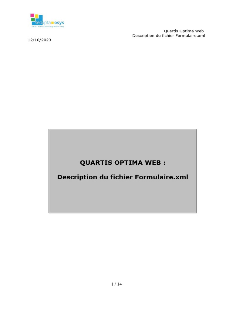 Description du Formulaire XML Quartis | PDF | Langage de balisage | XML