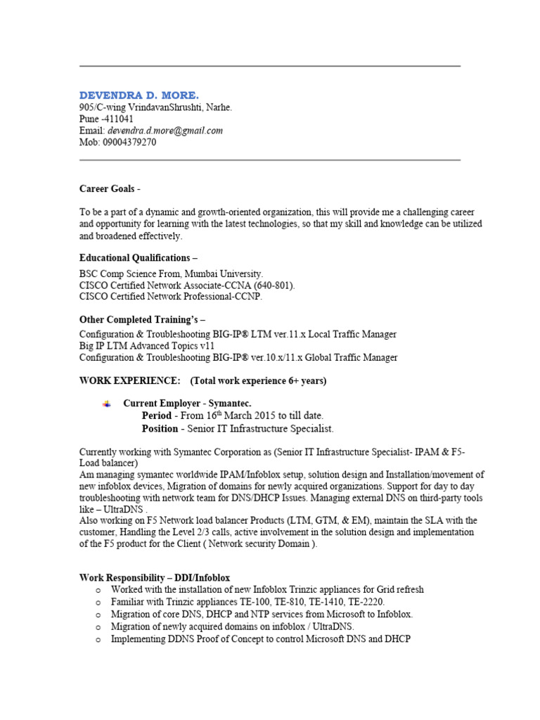 Devendra Resume IPAM-F5 | PDF