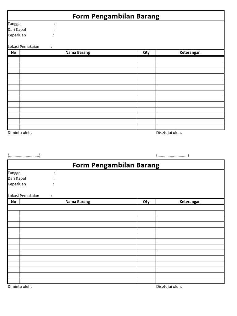 Form Pengambilan Barang Dari Kapal | PDF
