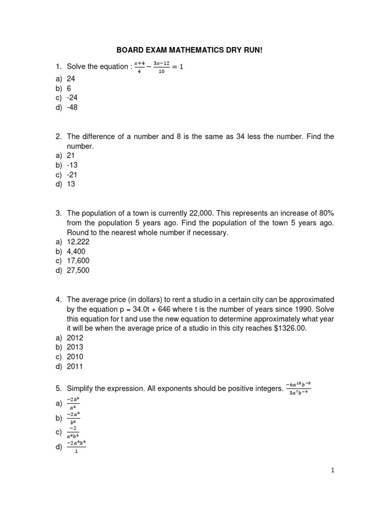 Math-Mock-Exam-FSI | PDF