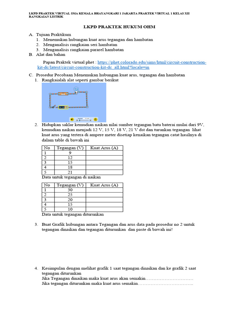 LKPD Praktek Hukum Ohm | PDF
