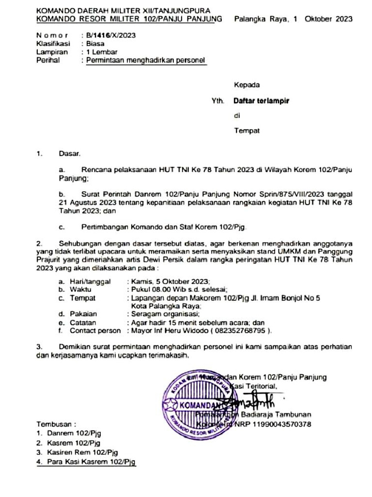 Undangan HUT TNI | PDF