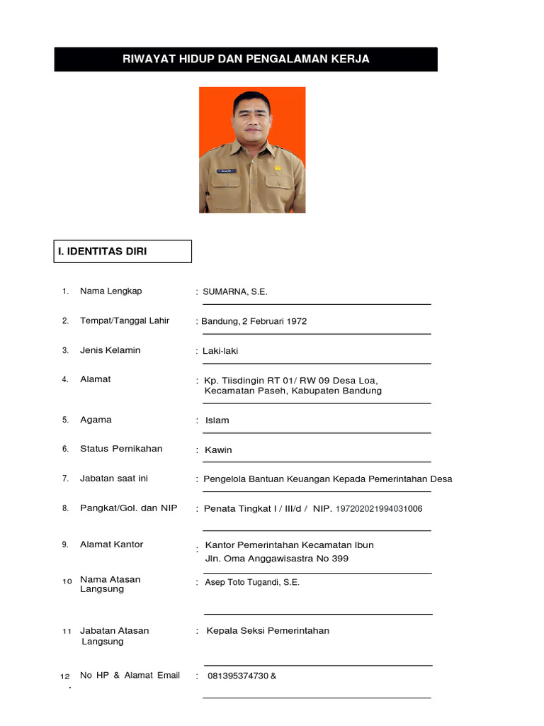 Profil Sumarna, Pengelola Keuangan Desa | PDF
