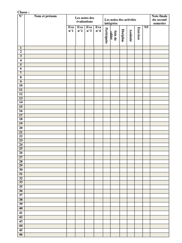Cahier de notes enseignant à imprimer | PDF