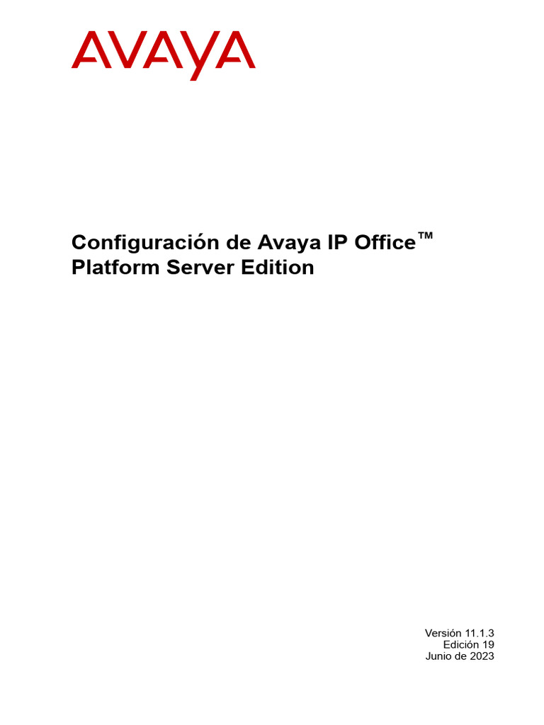 Avaya IP Office Platform Server Edition Reference Configuration - Es-Xl ...