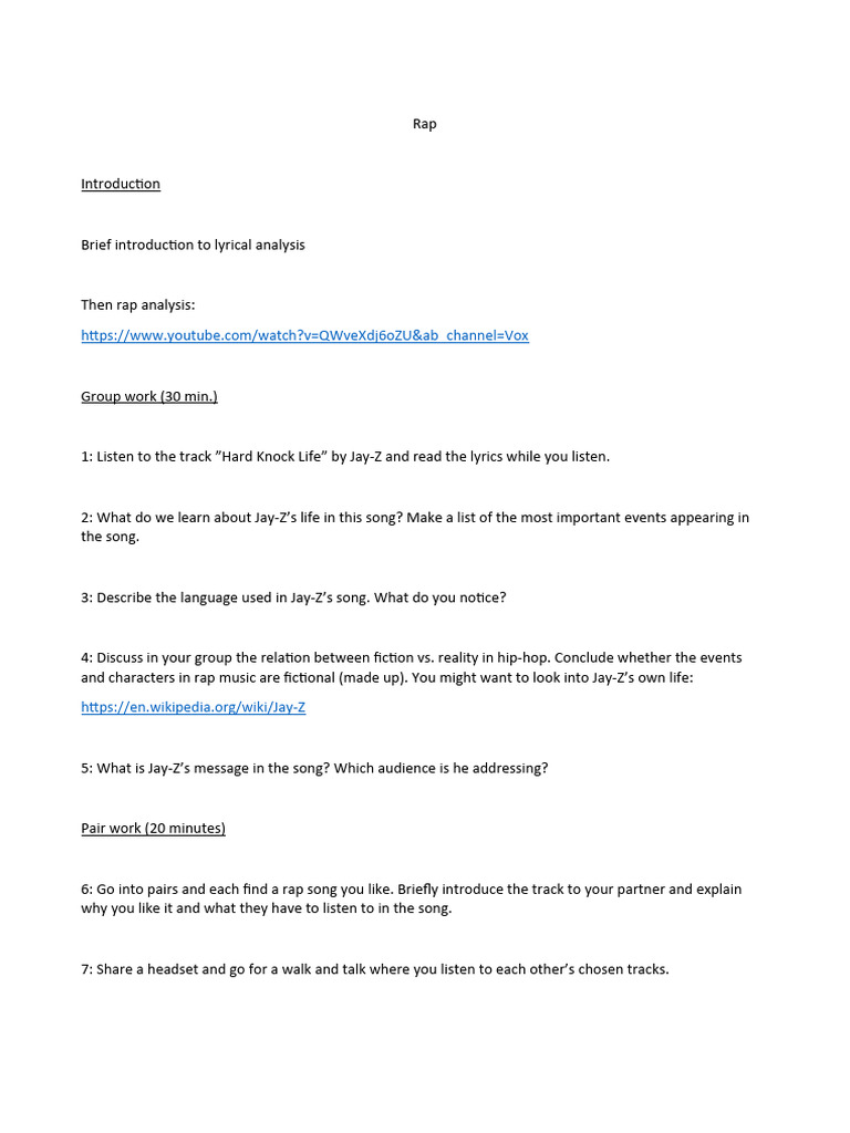 Hard Knock Life - Assignments | PDF