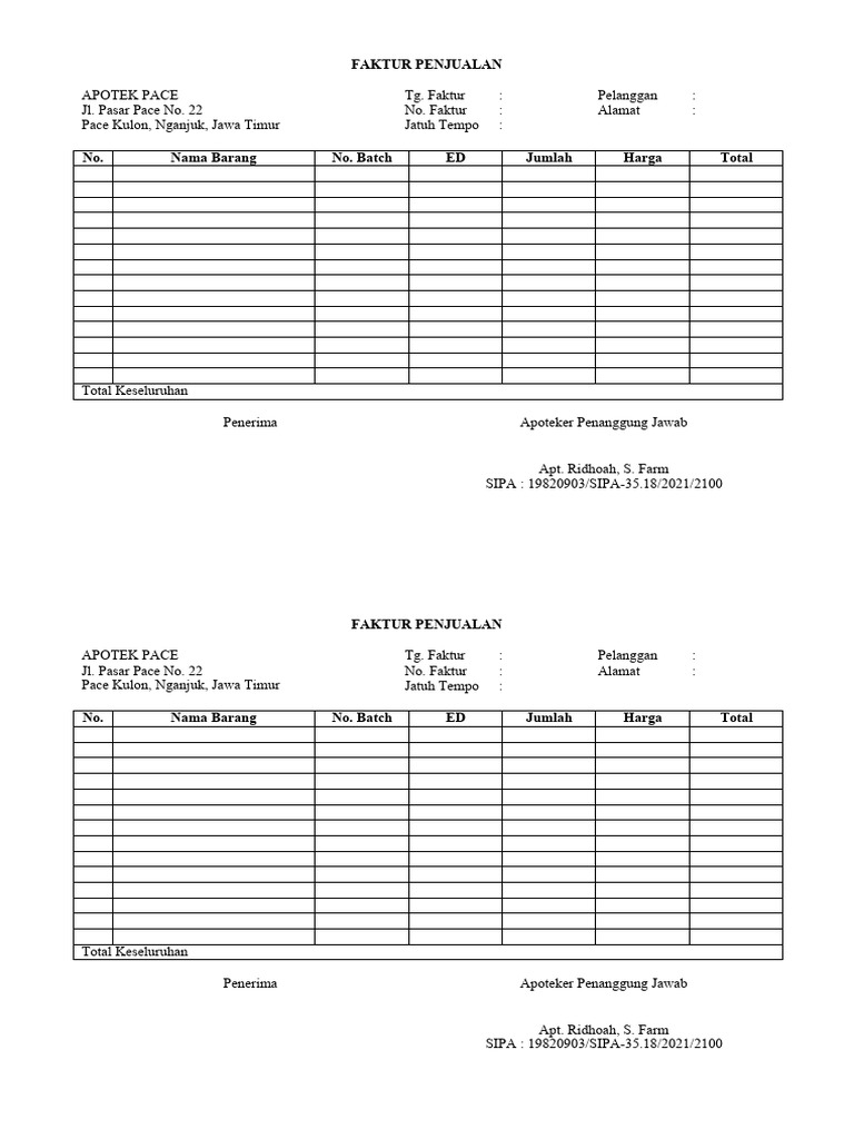 Dokumen Apotek Pace Nganjuk | PDF