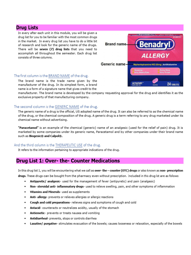 Drug Lists 1 3 | PDF | Analgesic | Anti Inflammatory