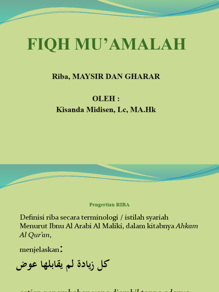 Fiqh - Mu - Amalah Pai (Riba. Maysir, Gharar) | PDF | Agama & Spiritualitas