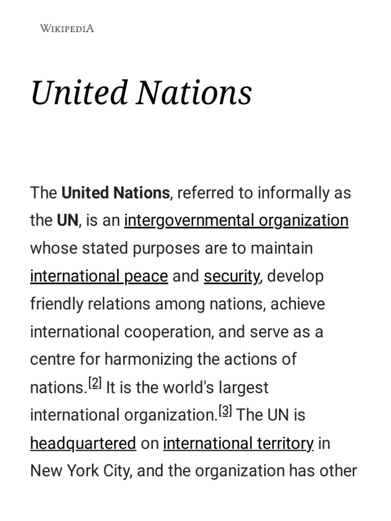 United Nations - Wikipedia | PDF