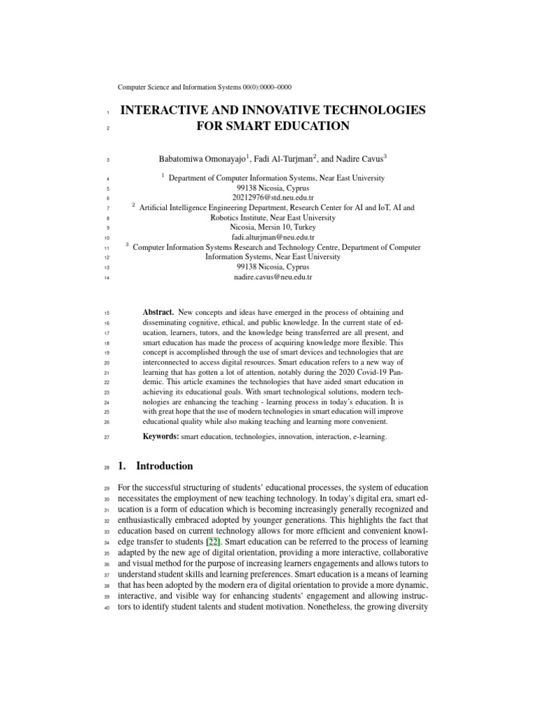 Smart Education: Innovative Technologies | PDF | Sensitivity And ...