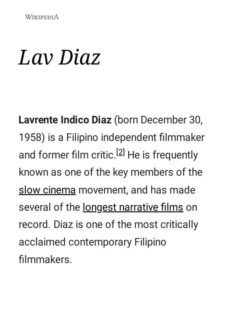 Lav Diaz - Wikipedia | PDF | Cinema