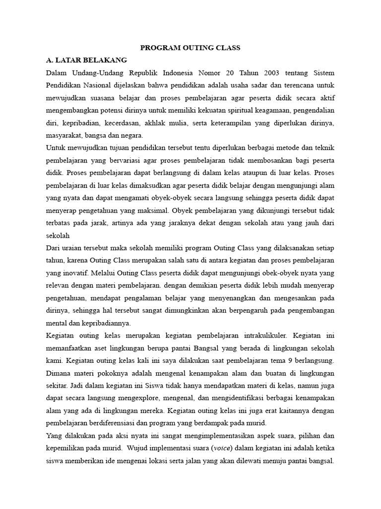 Outing Class: Belajar di Alam Terbuka | PDF | Karier & Perkembangan | Sains & Matematika