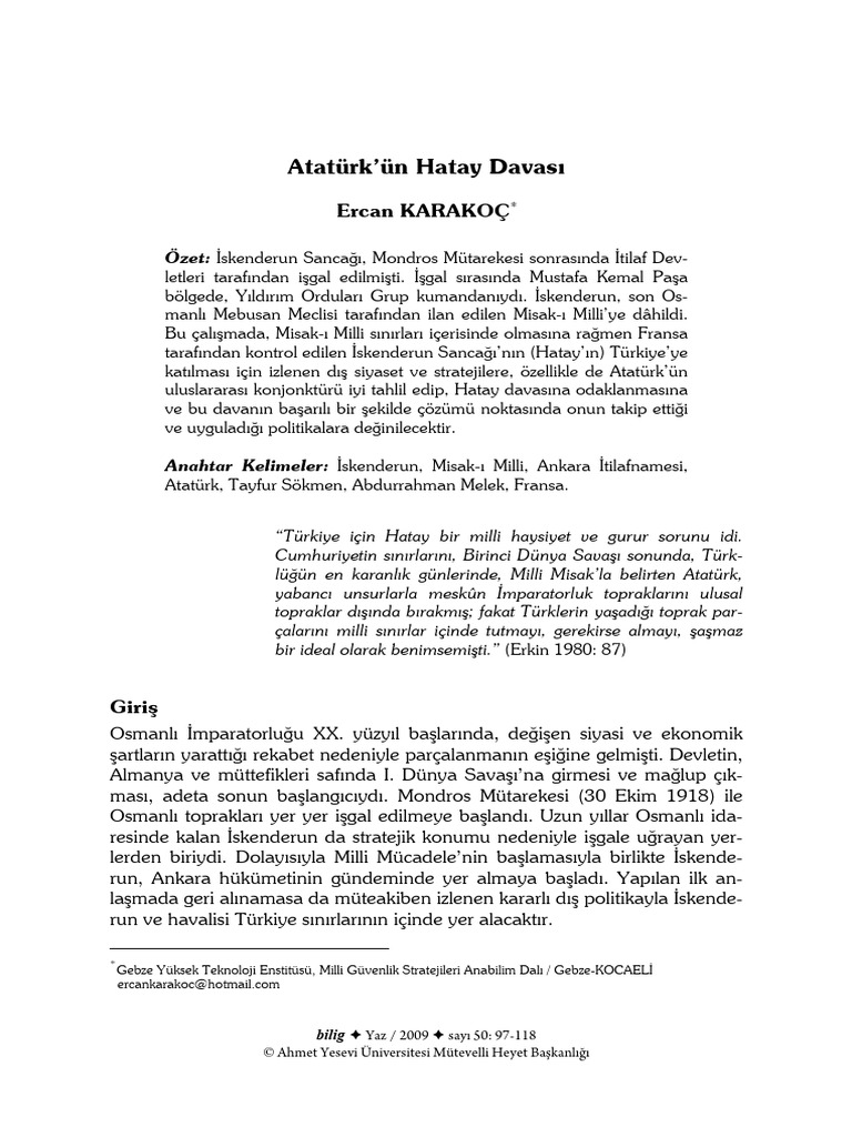 Ercan Karakoc Ataturkun Hatay Davasi | PDF