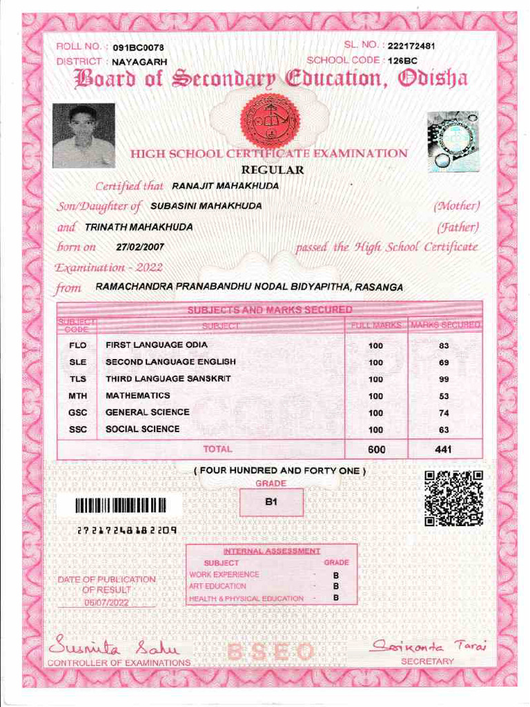 Matric Certificate | PDF