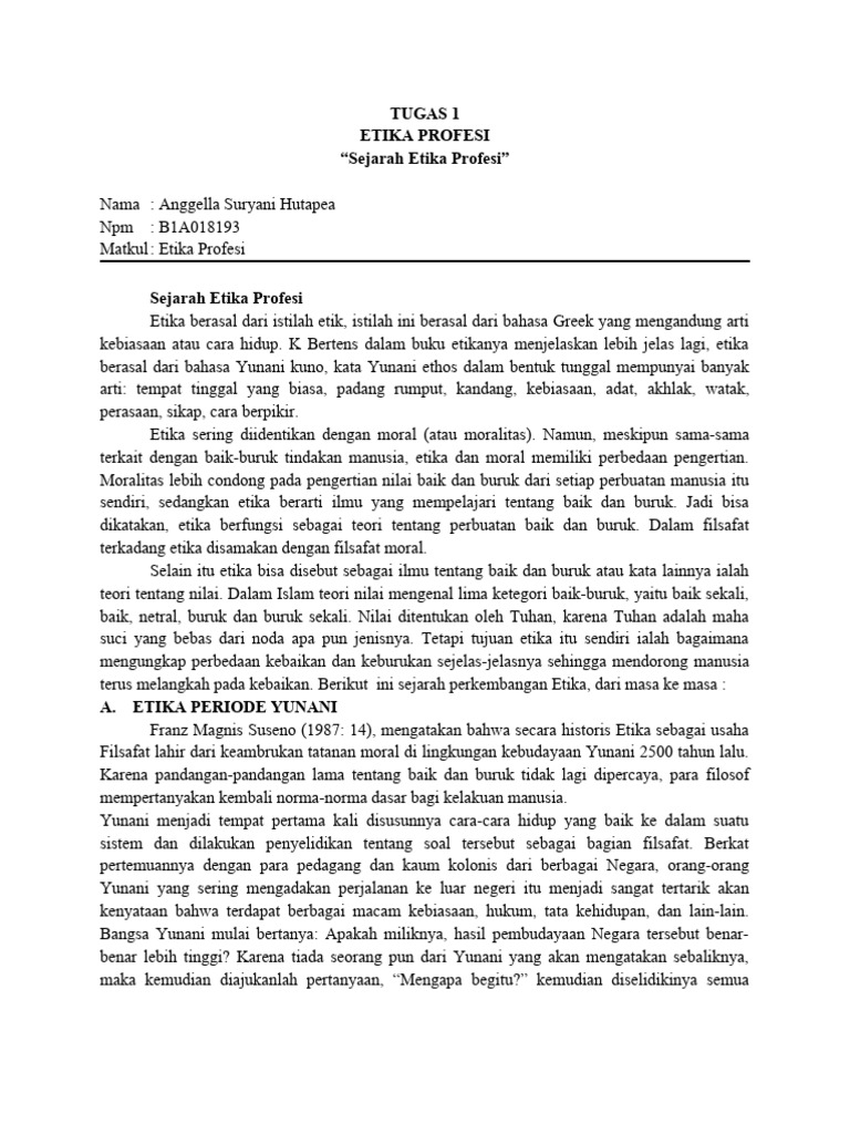 Anggella Suryani Hutapea - TUGAS 1 ETPROF | PDF | Agama & Spiritualitas