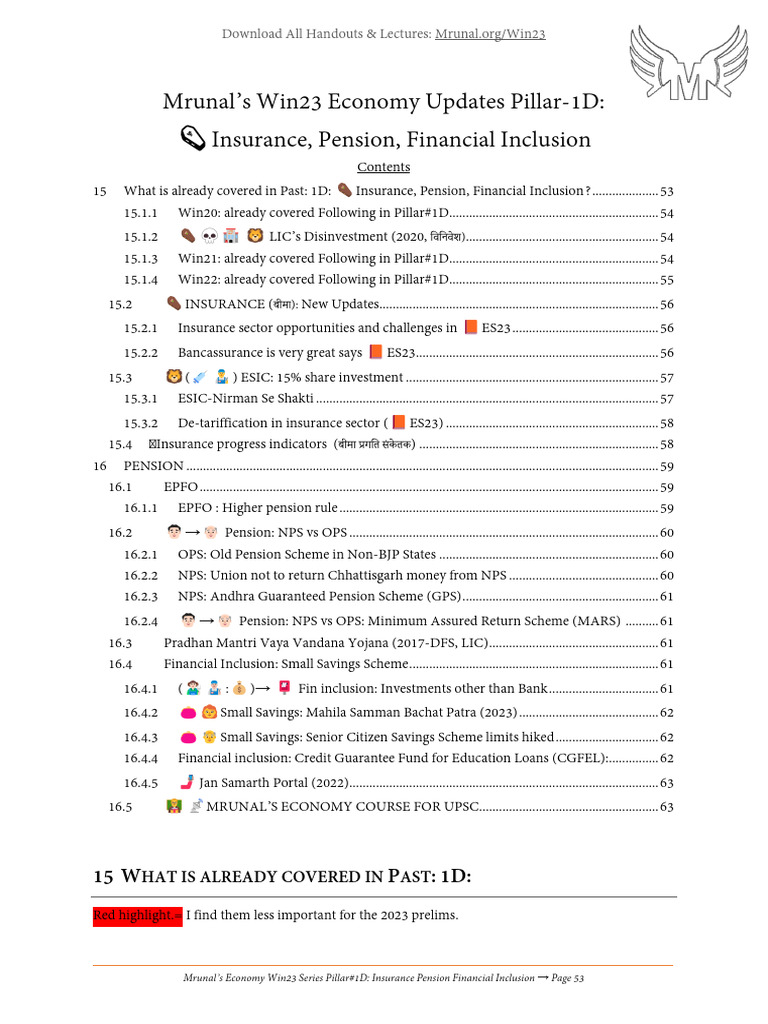 Win23 Pill1D Insurance Pension Mrunal | PDF | Insurance | Pension