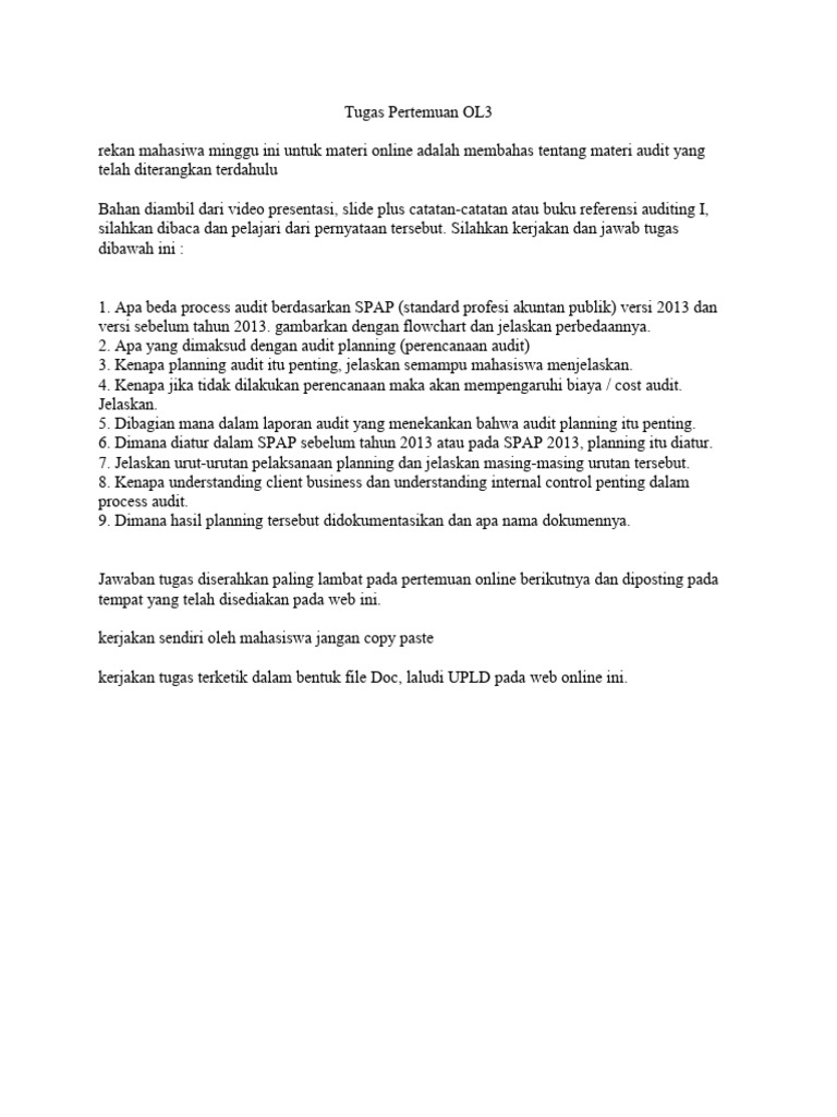 Audit1 - Tugas OL3 - Proses Audit Dan Perencanaan Audit-1 | PDF